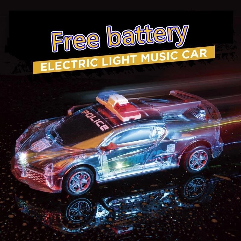 Light Electric Car LED Inertia Glide Music Police Car Race Car Toy ...