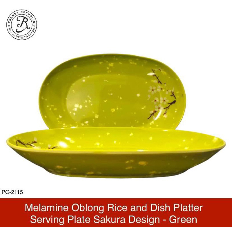 Melamine 30 cm Oval Rice Platter-Sakura Design-Green Sold Per Piece ...
