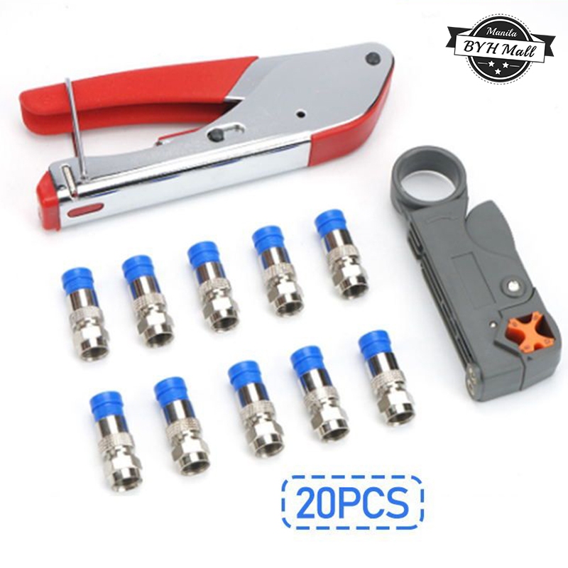 F Head RG6 RG58 RG59 Connectors Coax Crimper Coaxial Cable Stripper ...