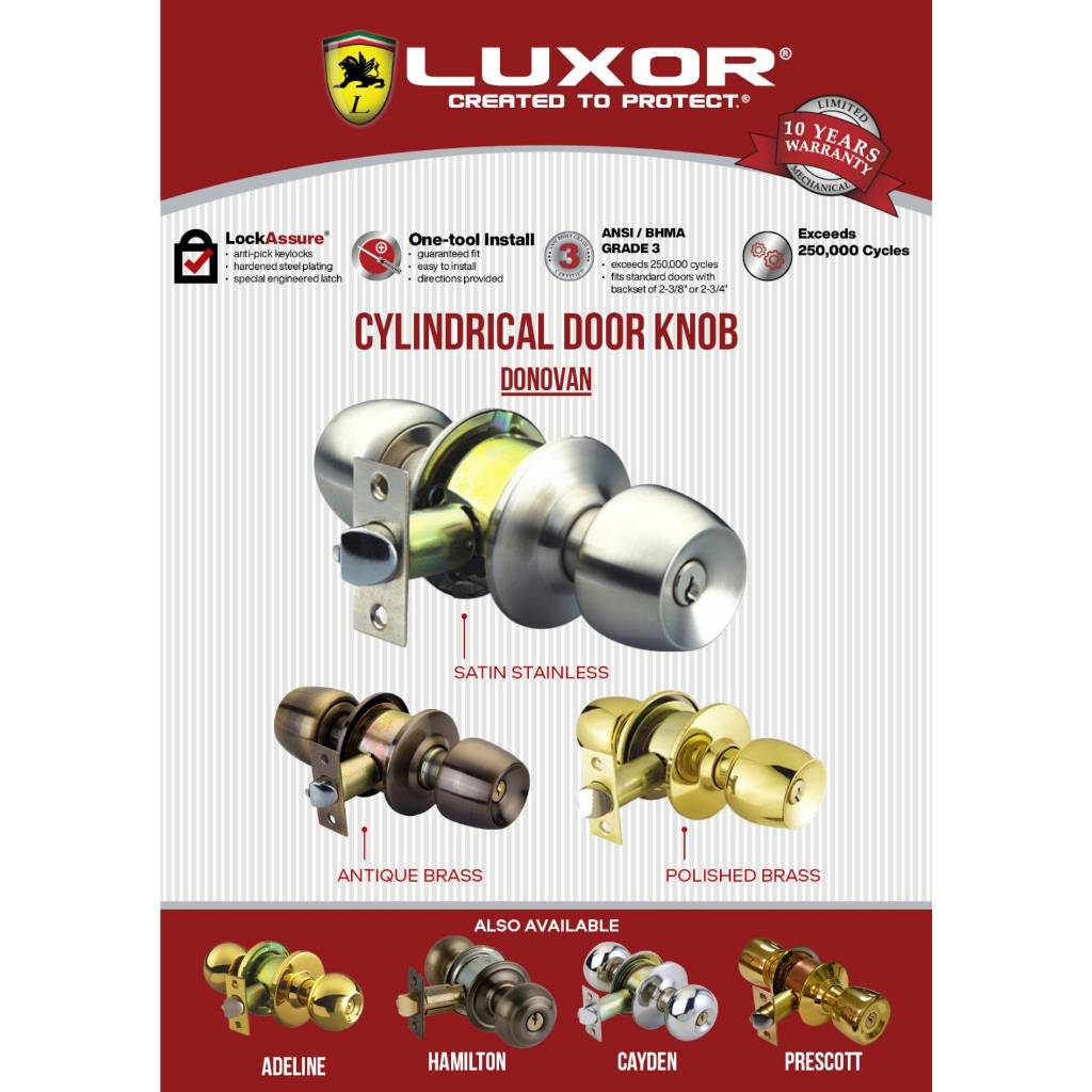 Luxor door lock lockset doorknob door knob Donovan series cylindrical ...