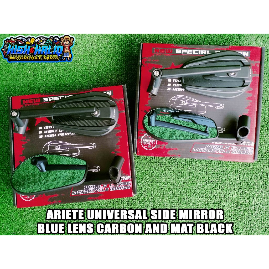 ARIETE UNIVERSAL SIDE MIRROR BLUE LENS CARBON AND MATTE BLACK | Shopee ...