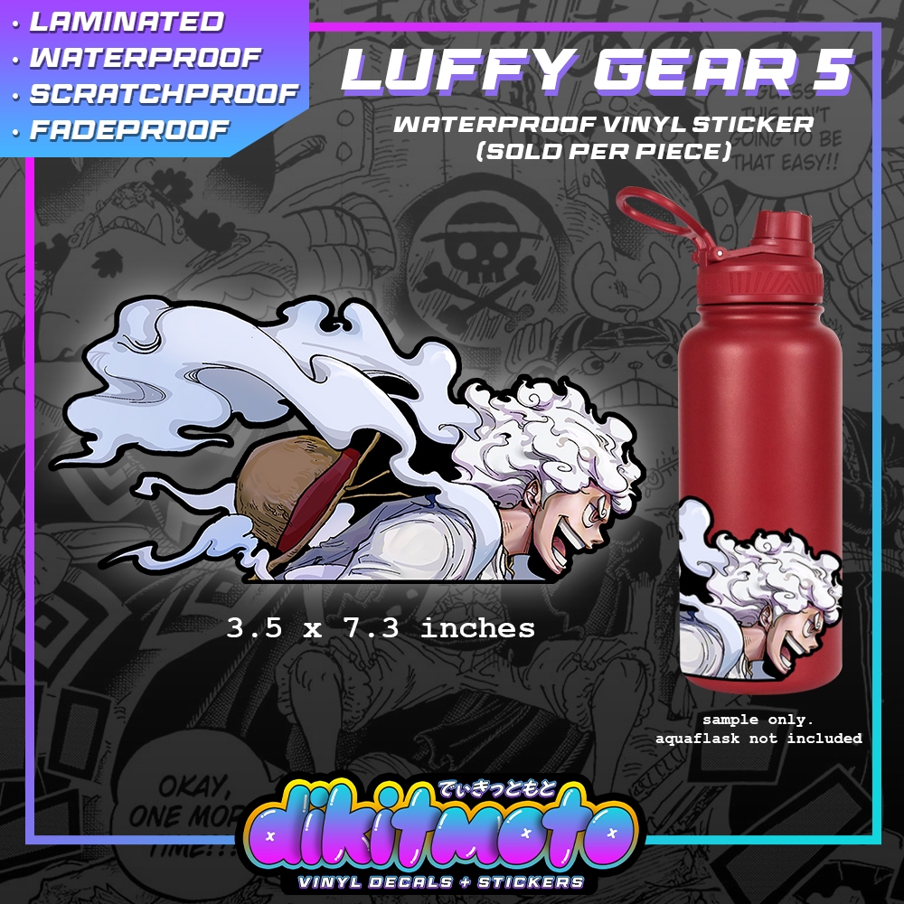 [dikitmoto] Monkey D Luffy Gear 5 One Piece Waterproof Vinyl Sticker ...