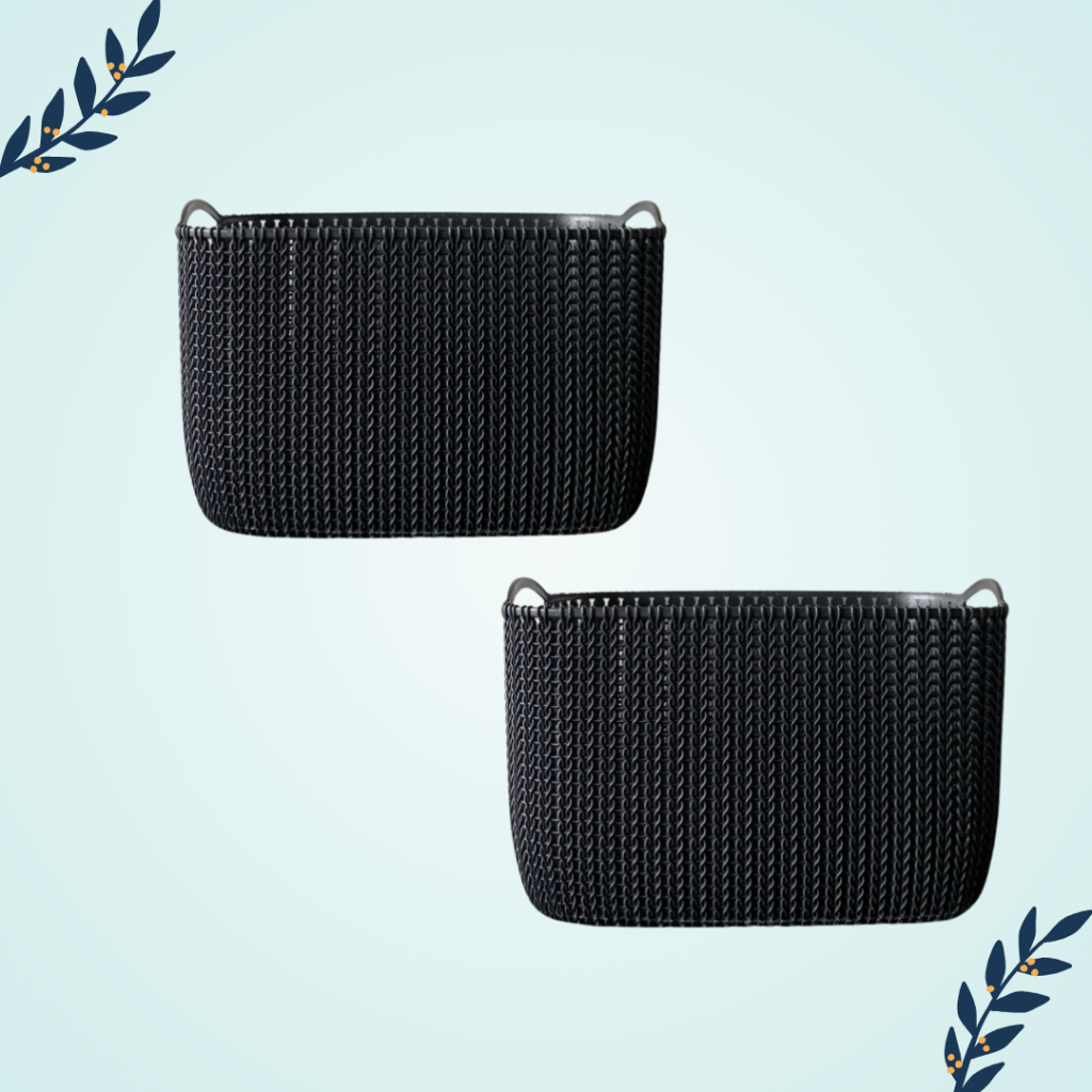 Mirage Aesthetic Plastic Rattan Storage Box with handles Colored ...