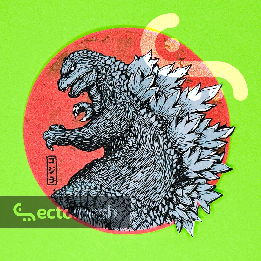 Gojira / Godzilla Red Badge - Vinyl Waterproof Sticker by Ectomesh ...