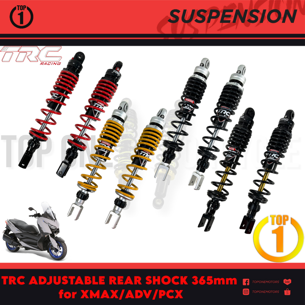 TOP1 TRC ADJUSTABLE REAR SHOCK 365mm AI-TECH SERIES for XMAX/ADV/PCX ...