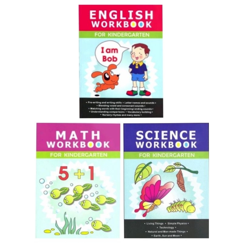 WORKBOOKS FOR KINDERGARTEN UPDATED ENGLISH/MATH/SCIENCE | Shopee Malaysia