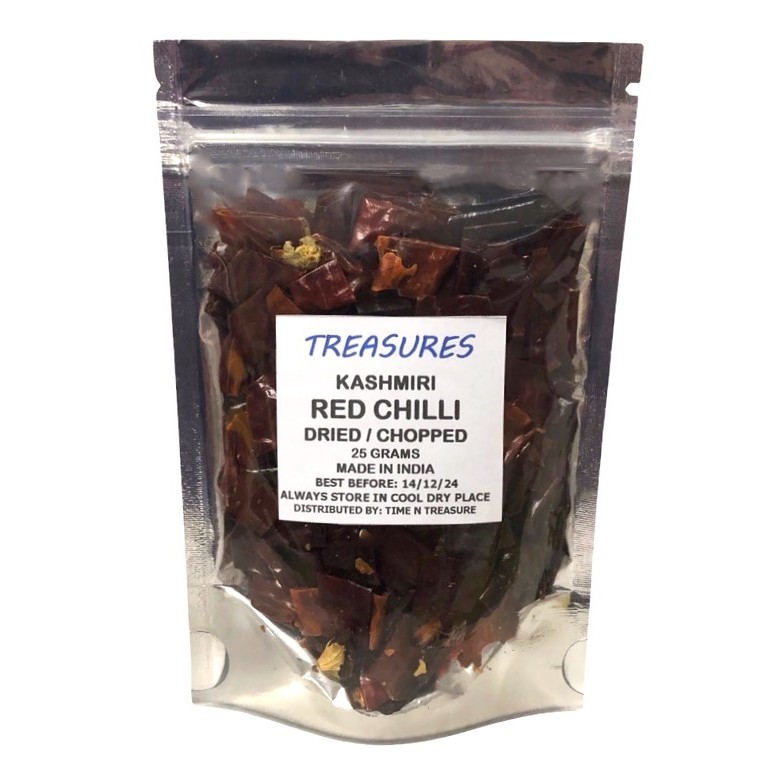 Treasures Kashmiri Red Chilli - Dried - Chopped Red Peppers - 100% Pure ...