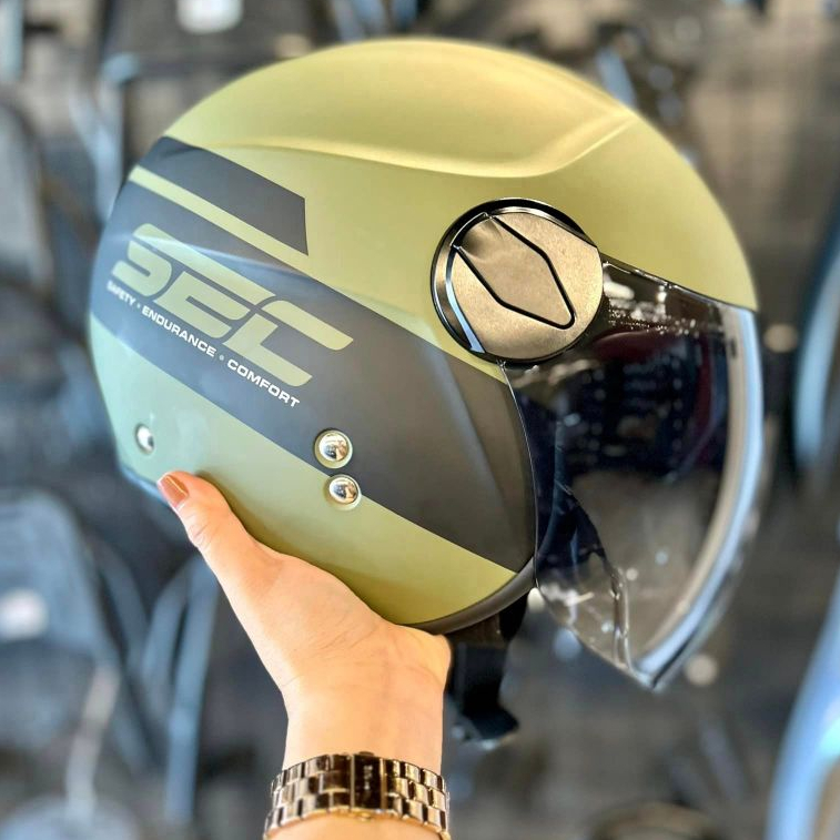Sec Moon half face helmet dual visor | Shopee Malaysia