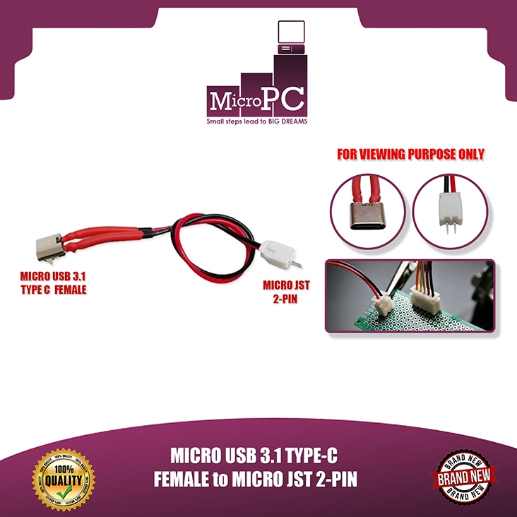 MICRO USB 3.1 TYPE-C FEMALE to MICRO JST 2-PIN, BEST FOR CONNECTING PCB ...