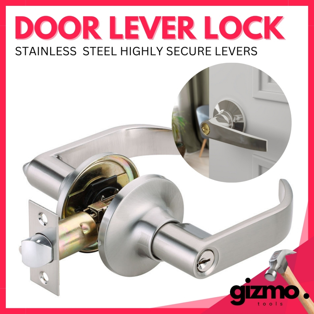Door Lock Lever Type Door Knob Entrance Lock Set Stainless Steel Main ...
