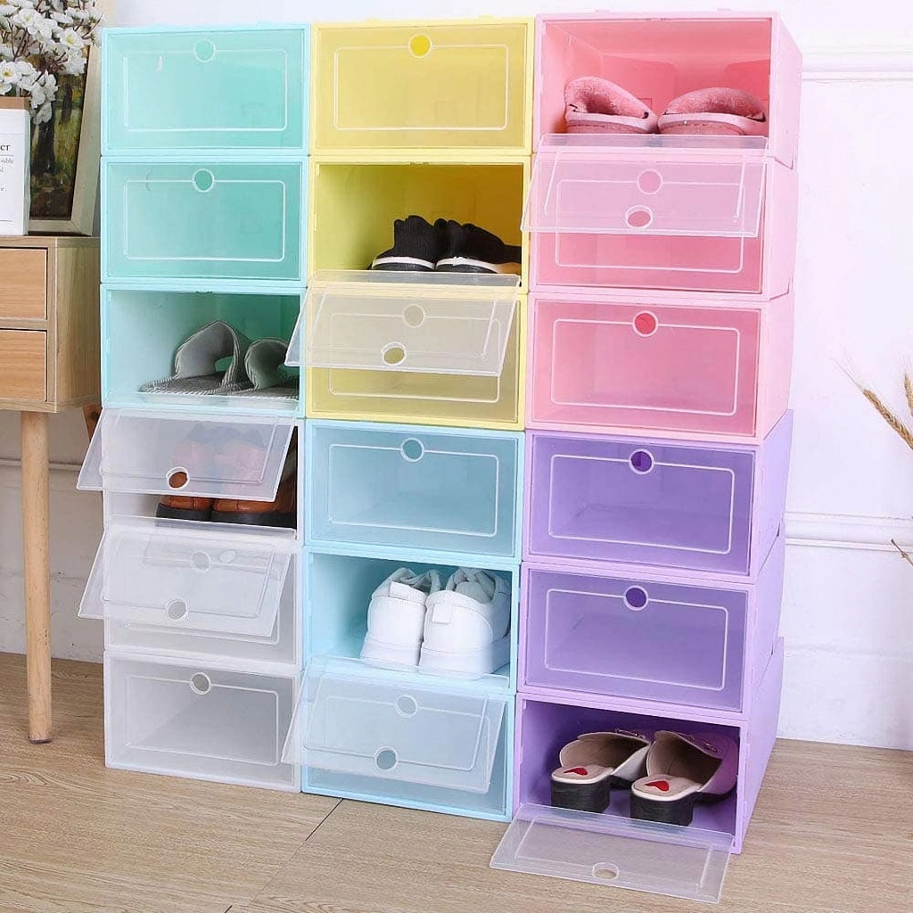 Large size hard plastic shoe rack storage rack foldable display rack ...
