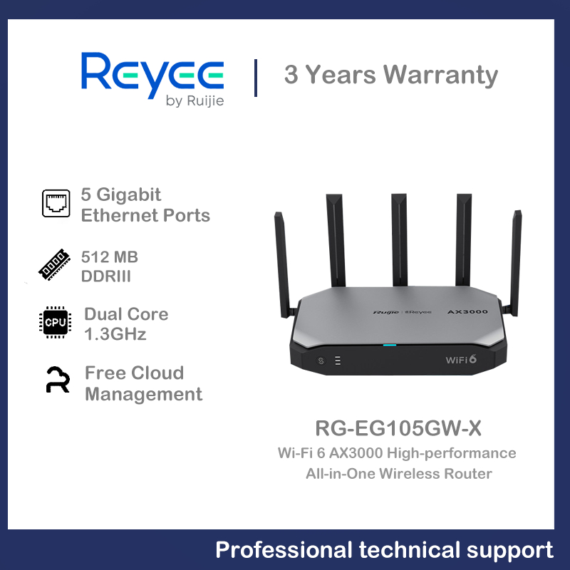 Ruijie-Reyee RG-EG105GW-X Wi-Fi 6 AX3000 High-performance All-in-One Wireless Router | Shopee ...