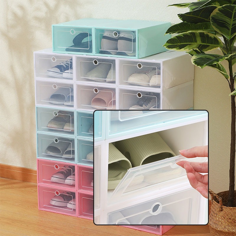 Stackable Shoe Box Transparent Dustproof Hard Plastic Storage Shoe Rack ...