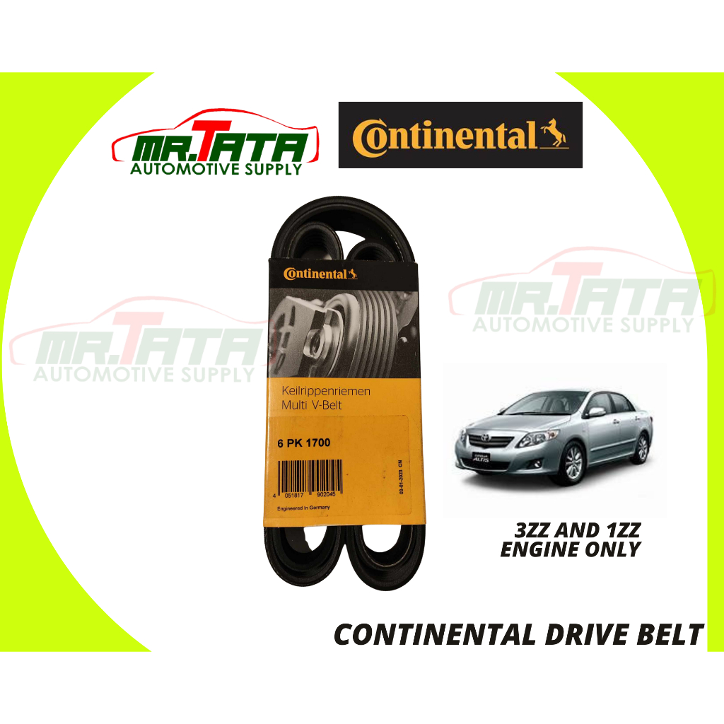 Continental Drive Belt 6PK1700 Alternator for Toyota Altis 3ZZ and 1ZZ ...