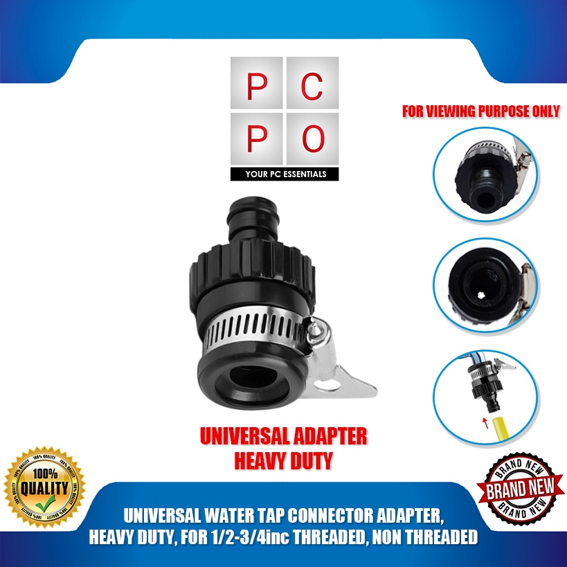 PC PO UNIVERSAL WATER TAP CONNECTOR ADAPTER, HEAVY DUTY, FOR 1/2-3/4inc ...