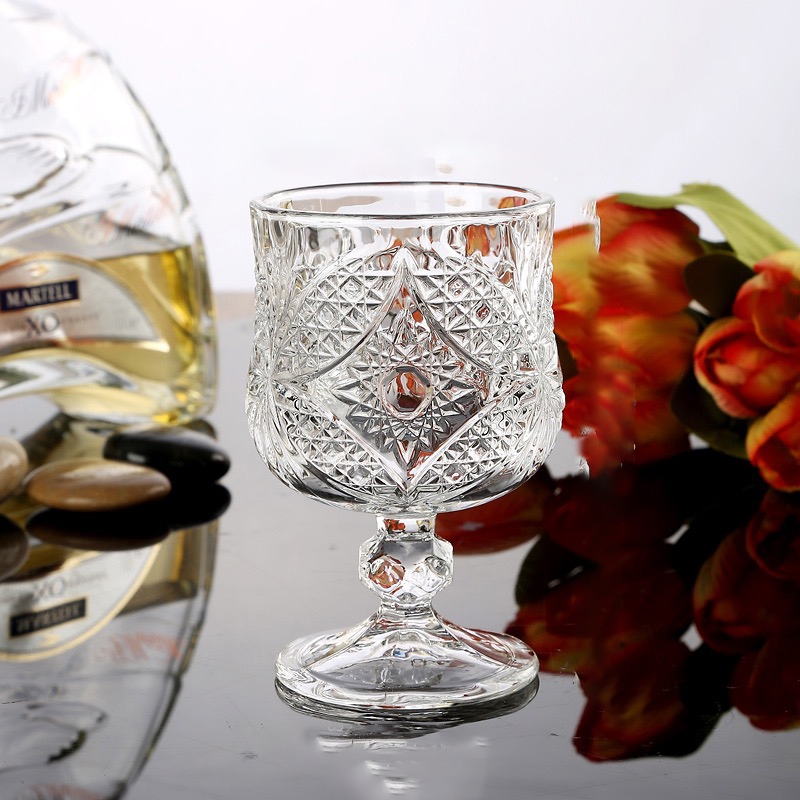 MK GLASS Small diamond wineglass whisky glass juice cup(185ML)(1pc/6pcs ...