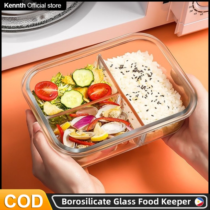 Borosilicate Glass Food Keeper Airtight Leakproof Crisper Microwaveable ...