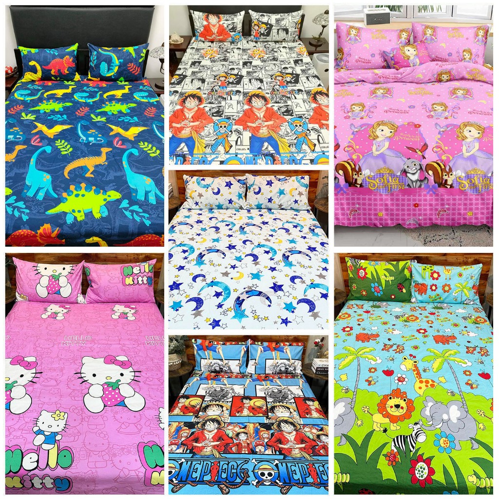 Printed Canadian Bedsheet Cartoons Anime One Piece Dinosaur Hello Kitty ...
