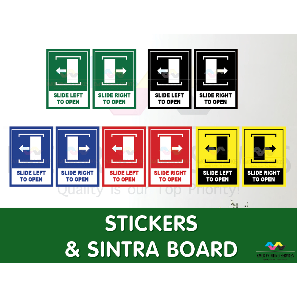 Sign Reminder Slide to Open Left and Right one pair (2pcs) Waterproof ...