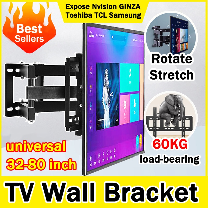 TV Wall Mount Bracket 32-80 inch 90kg support Support Most TV brands Universal moving | Shopee ...