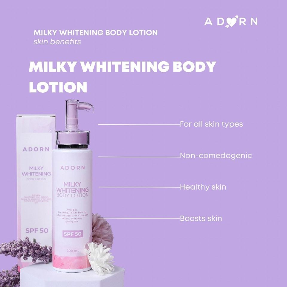 ADORN by Camille Trinidad Milky Whitening Body Lotion SPF50 (200mL ...
