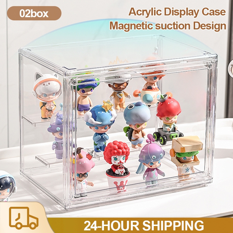 Acrylic Display Case Boxes Popmart Transparent Storage Organizer Toy Stackable Magnetic box ...