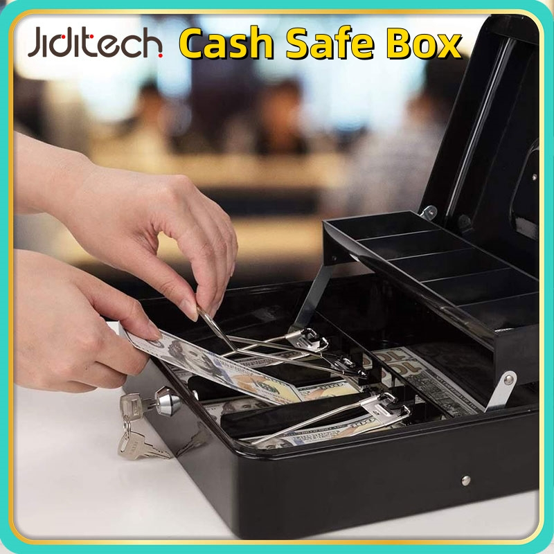 Jiditech Cash Box Safe Box Money Saving Organizer Lockable With Key ...