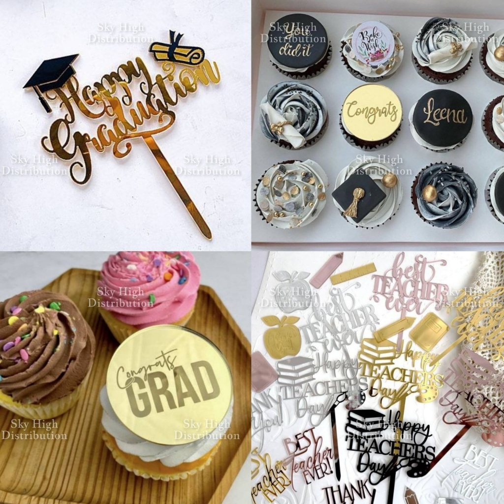 Happy Graduation Cake Topper Teachers Day Congrats Acrylic Embosser TCC ...