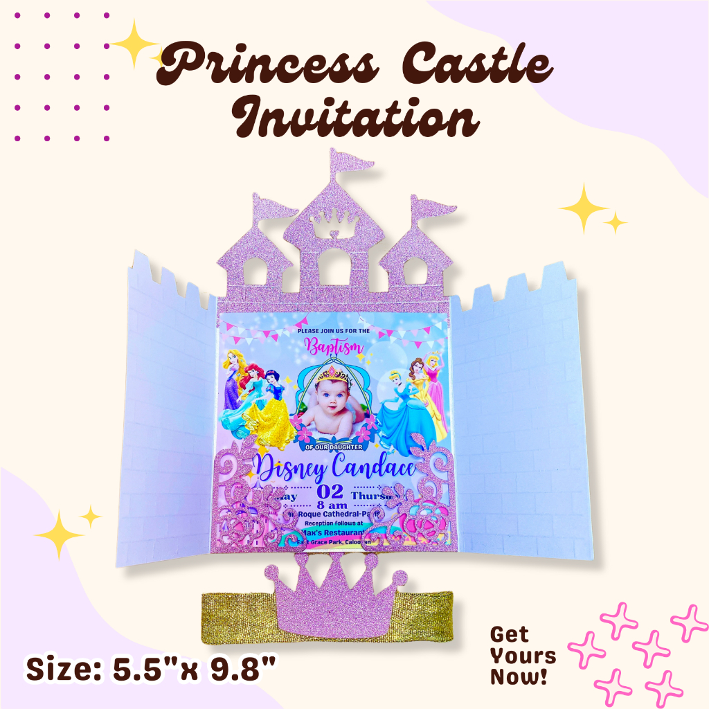 Princess Castle Theme Customized Invitation Free Layout | Shopee Malaysia