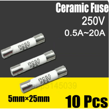 (5 pcs) R055 5*25mm Quick Break Fuse Glass (250V 0.5A 1A 2A 3A 4A 5A 6A ...