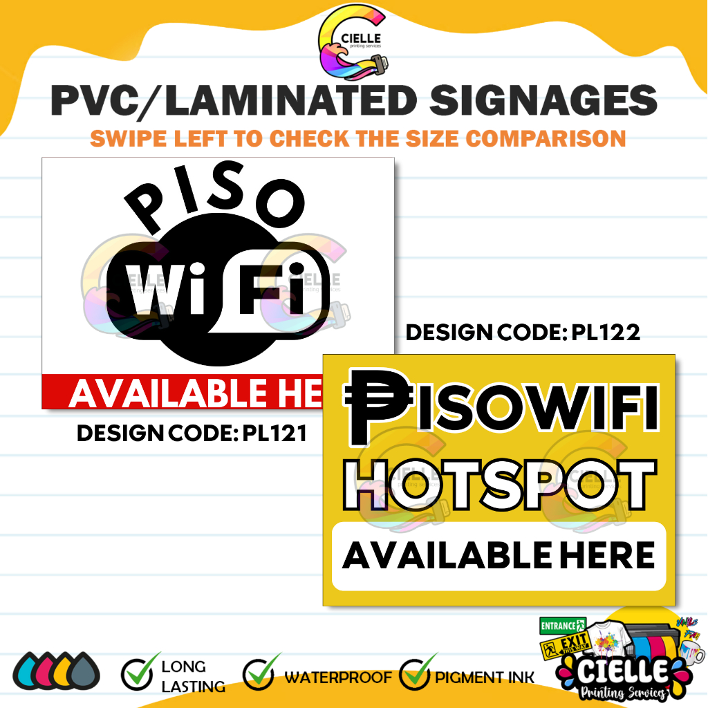 PVC/LAMINATED/STICKER SIGNAGES (PL121&PL122) - PISO WIFI Available Here ...
