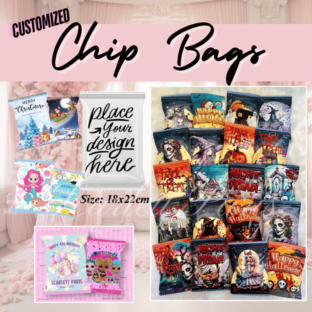 CUSTOM CHIP BAGS Souvenirs for Events Birthday Baptism Personalized ...