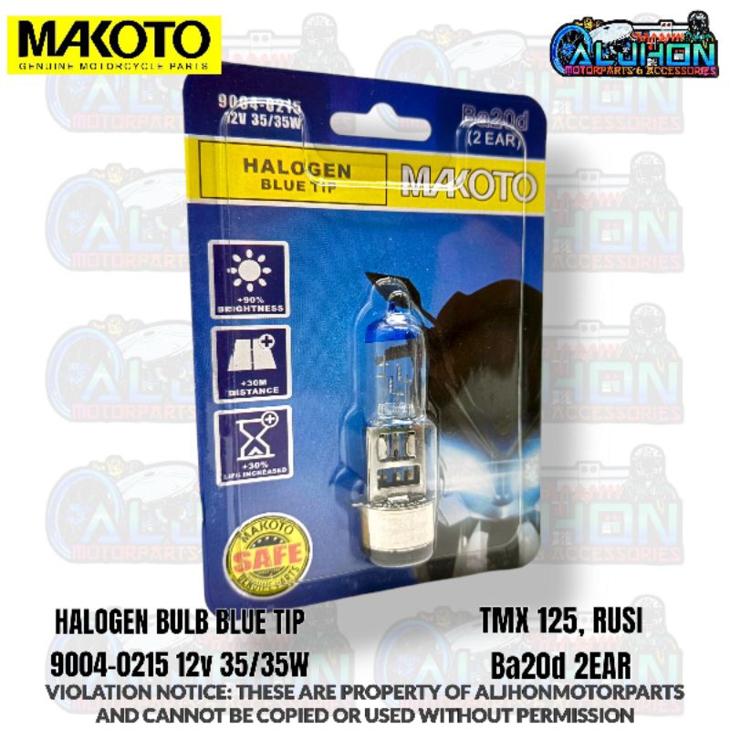 MAKOTO TMX125,RUSI 2EAR HALOGEN BLUE TIP BULB Ba20d 12v 35/35w 9004 ...