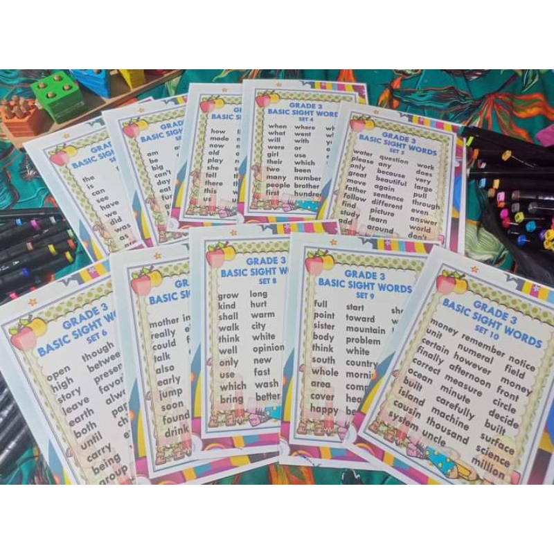 Basic Sight Words for Grade 3 (10pcs A4 Laminated Charts) | Shopee Malaysia