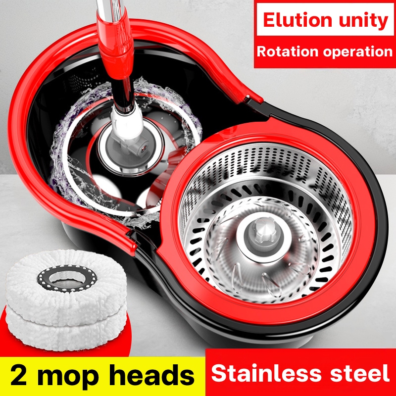 Mop with spinner 360 Rorating Squeeze Flat Mop with bucket Map Mop for ...