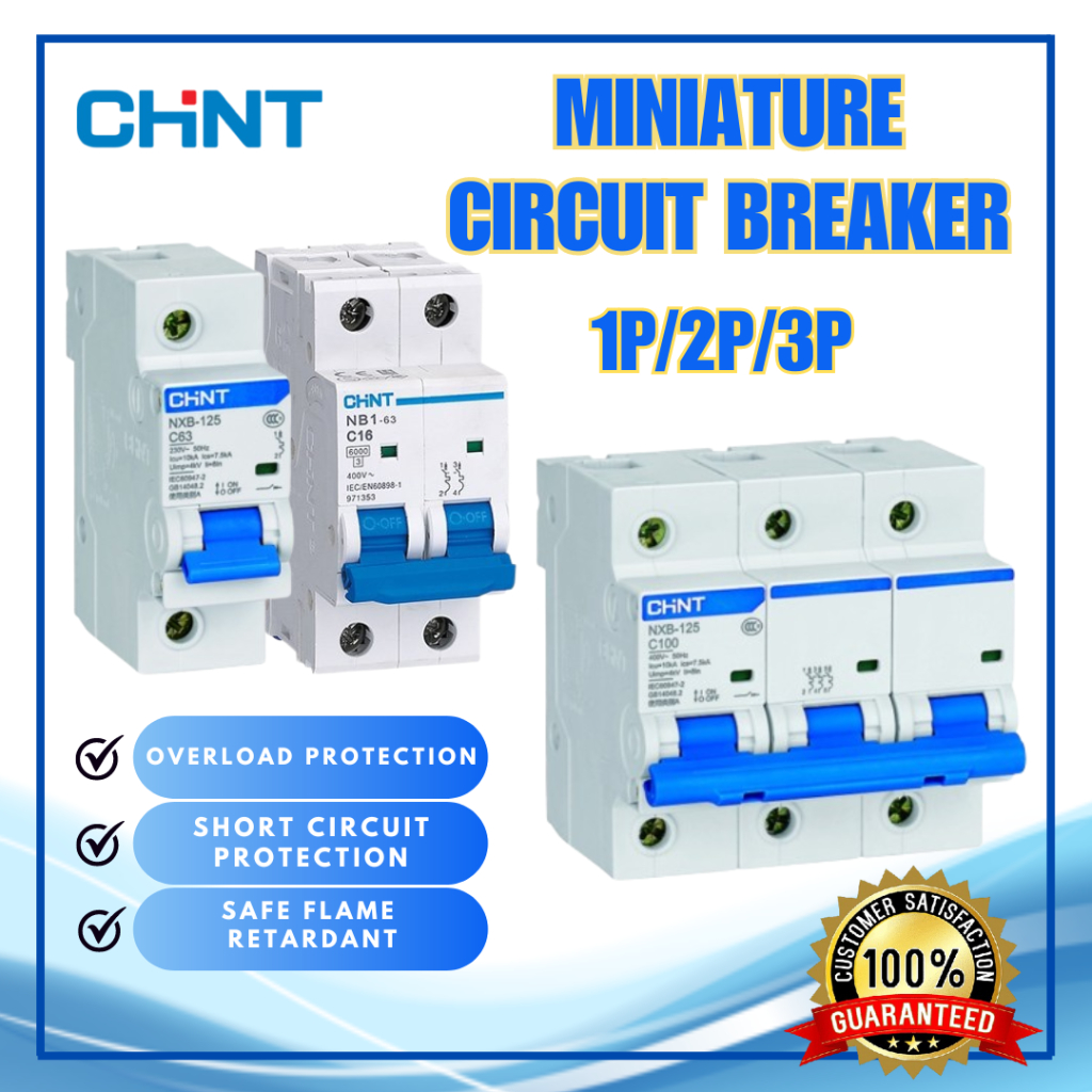 CHINT Miniature Circuit Breaker Overload & Short Protection NXB63 2P | Shopee Malaysia