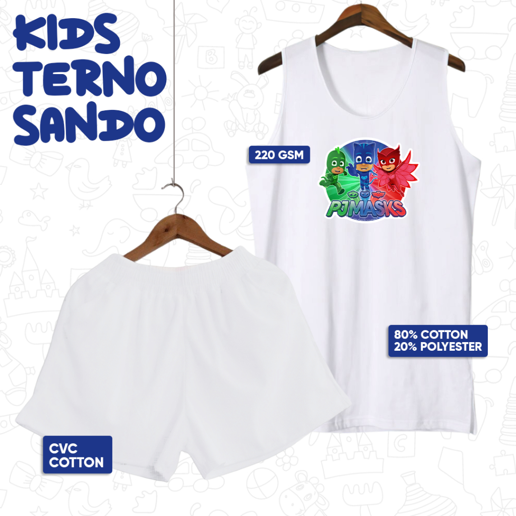 kiddie clo sando terno for kids PJMASK assorted design subli print set ...