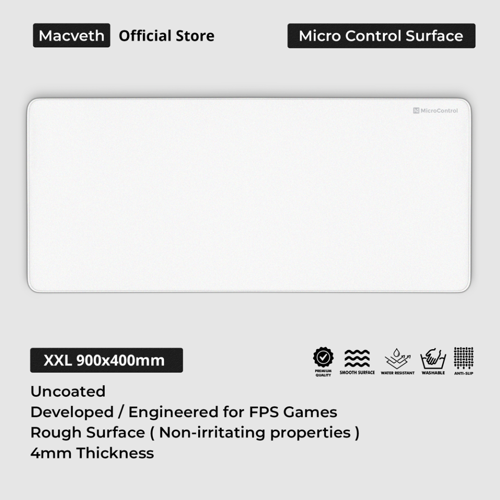 Macveth Artisan Deskmat | Plain White MicroControl | Rough Uncoated ...