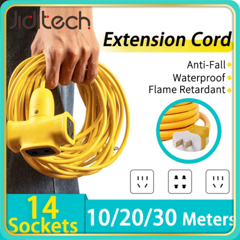 Jiditech Extension Cord Socket With Cable Extra Long Plug In Strip 10 20 30 Meters Extension