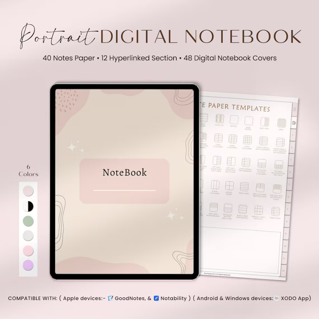 Digital Notebook for GoodNotes & Note-taking Apps | Digital Notebook ...