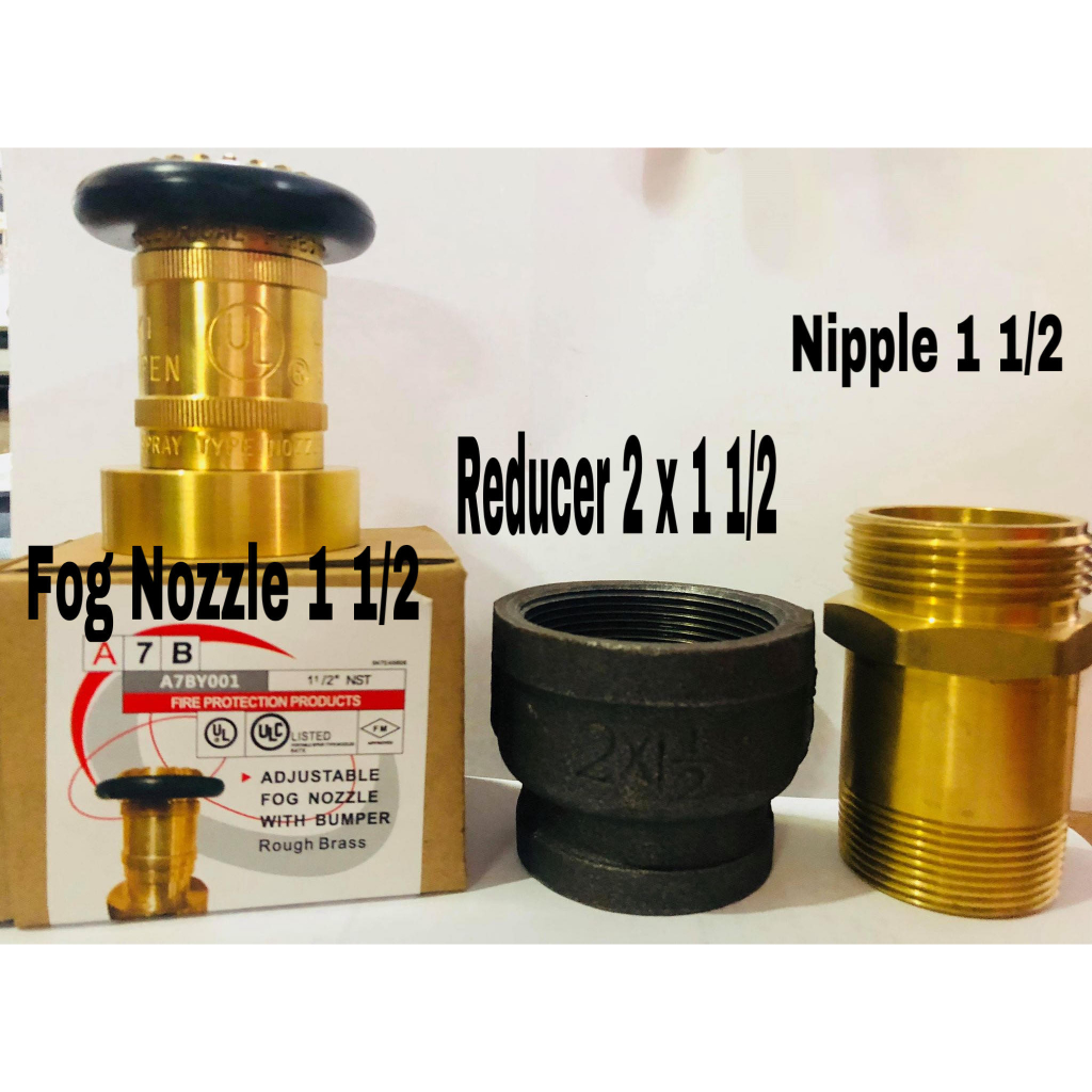 Fog Nozzle Adjustable 1 1/2'' inch with Coupling Reducer and brass ...