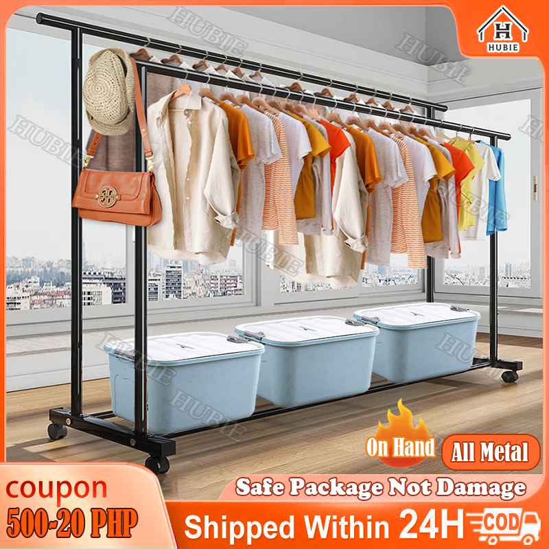 Double Metal Clothes Racks Heavy Duty Stainless Steel Drying Laundry ...