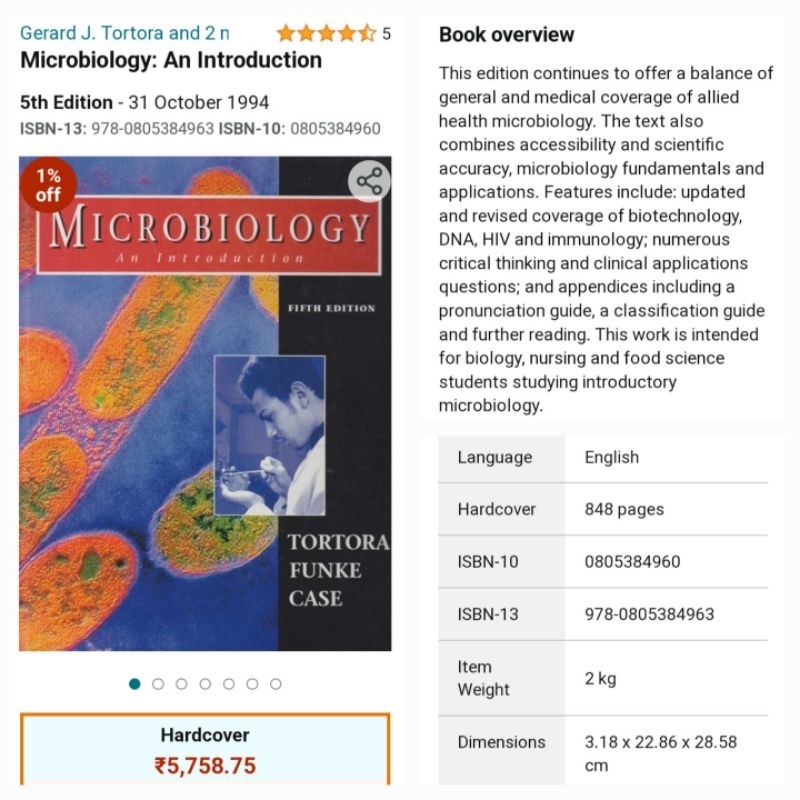 MICROBIOLOGY : An Introduction [5th Edition] - by Tortora, Funke, Case ...