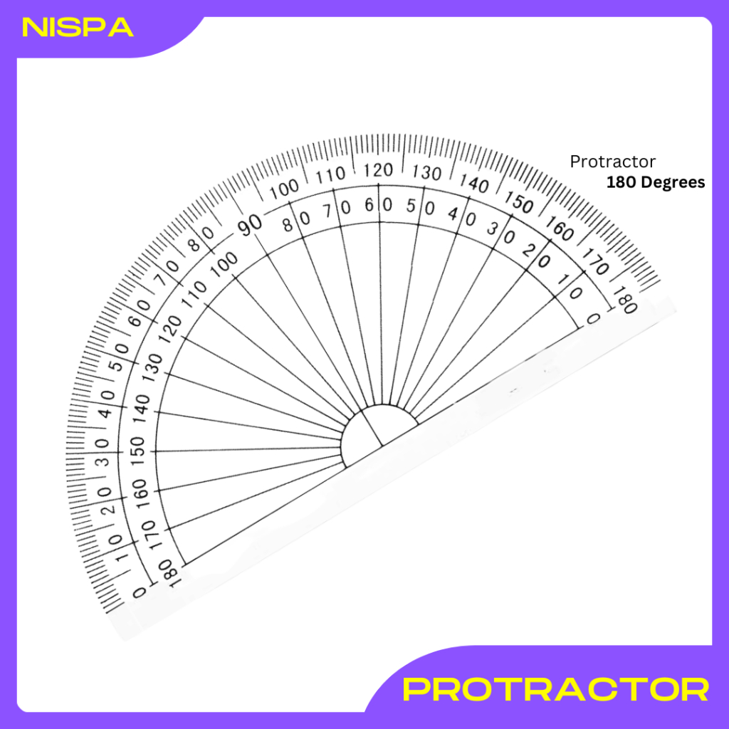 Nispa 180 Degrees Plastic Protractor Angle for Angle Measurement Rulers ...