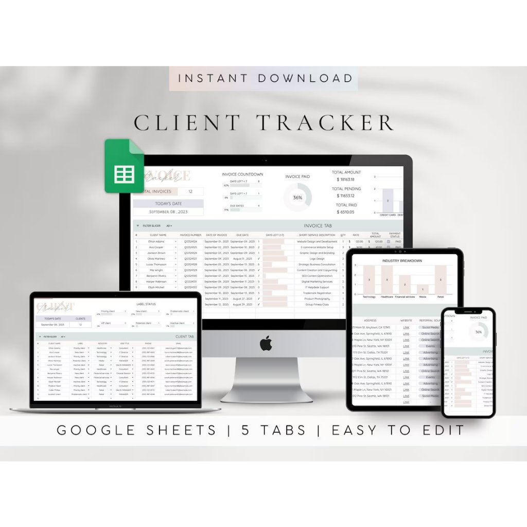 Digital Planner, Client Tracker Spreadsheet Invoice Template for Small ... Digital Planner, Client Tracker Spreadsheet Invoice Template for Small ...