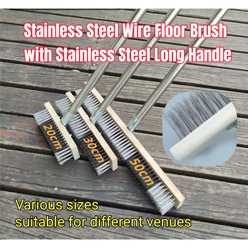 Stainless Steel Wire Floor Moss Brush with Long Handle Floor Hard Iron ...