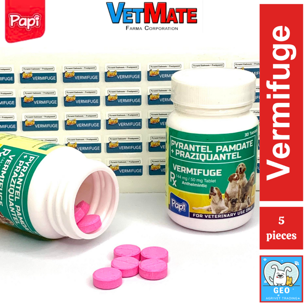 [GEO AGRIVET] 5 tablets Papi Vermifuge Dewormer Cats and Dogs (Pyrantel ...