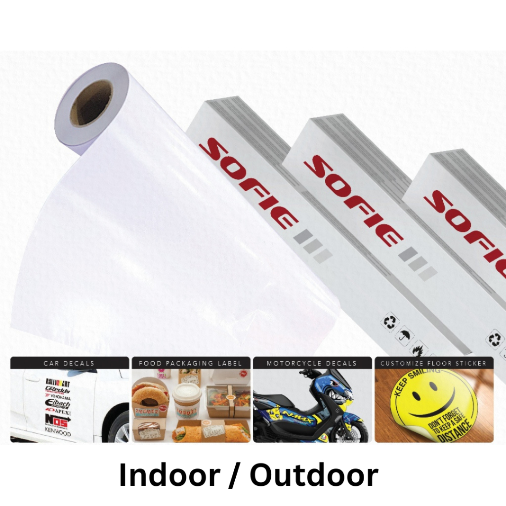 Sofie White Printable Vinyl Sticker Roll Glossy for Eco Solvent DPS 12 ...
