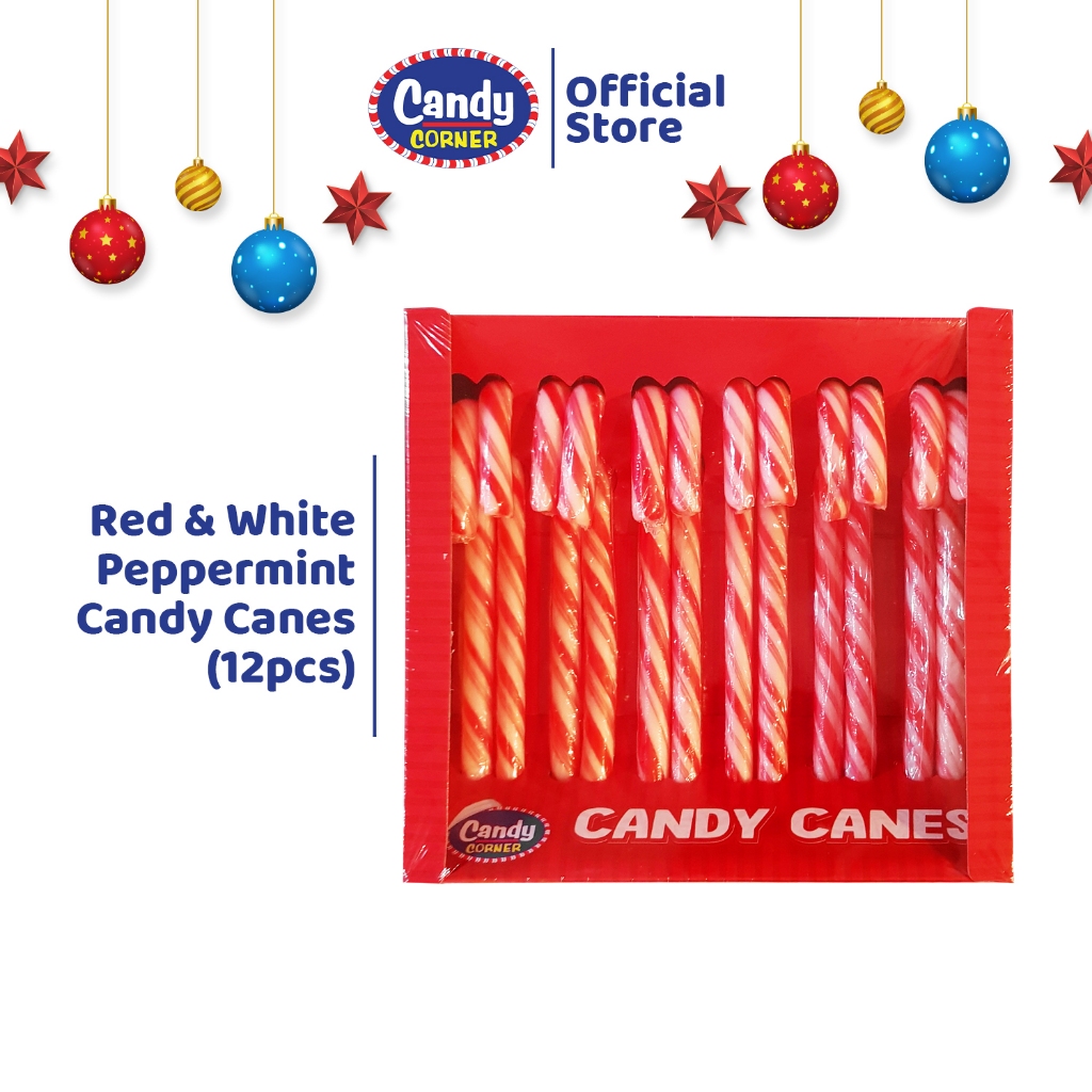 Candy Corner Red & White Peppermint Christmas Candy Canes 14g (12 pcs ...
