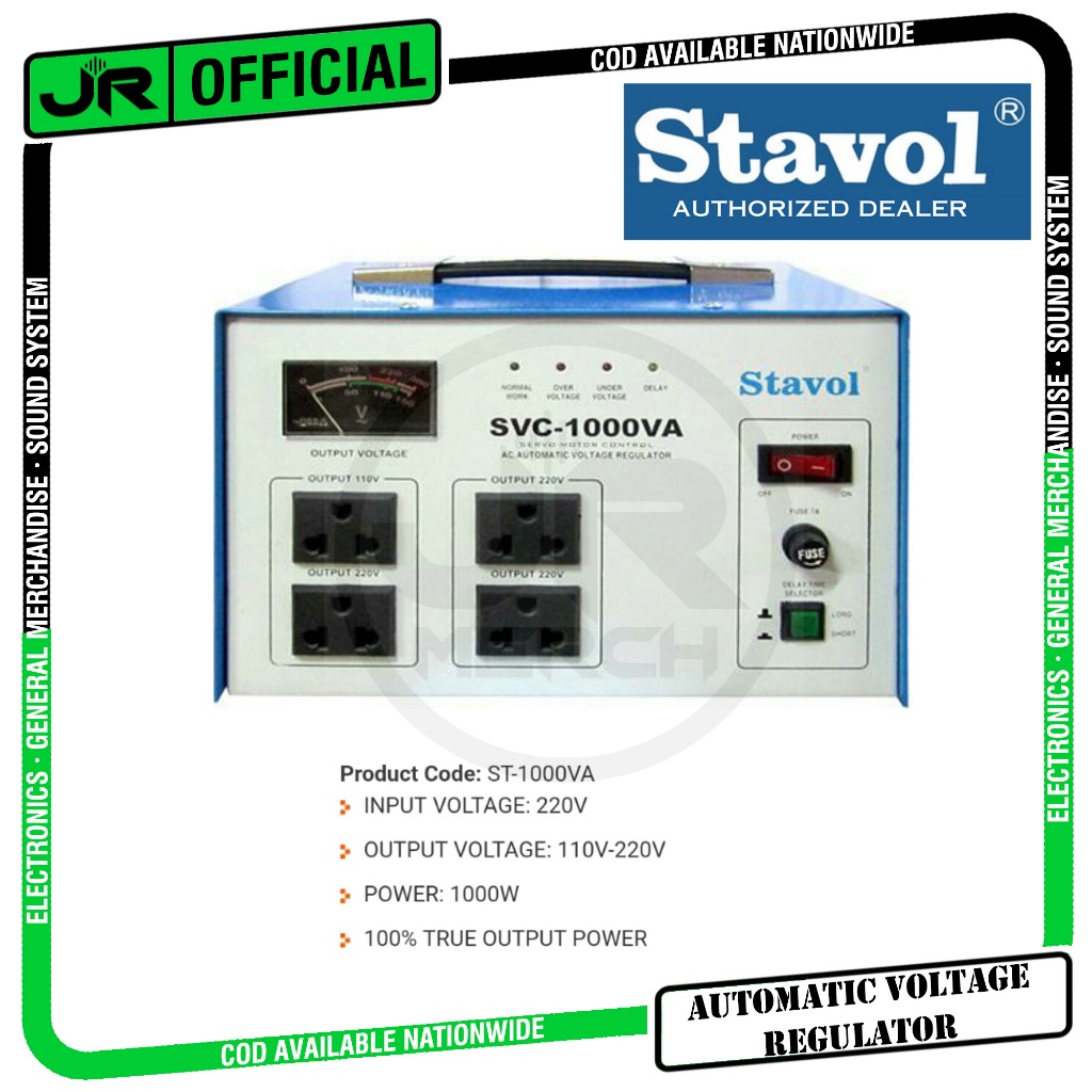 Stavol 1000W Automatic Voltage Regulator (AVR) True Power Output (SVC ...